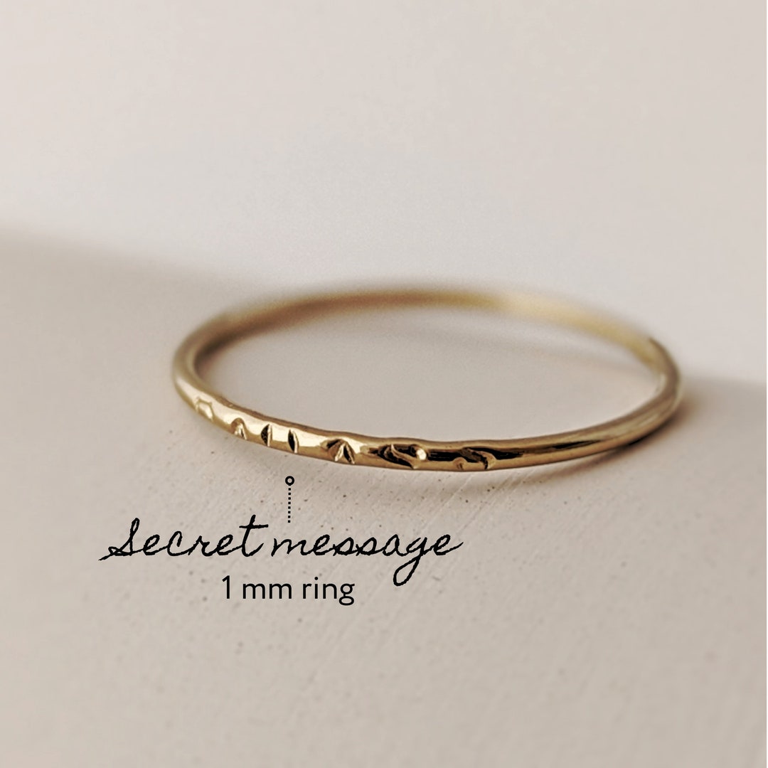 Custom 1 Mm Secret Message Ring, Hidden Quote Jewelry, Initial Ring ...