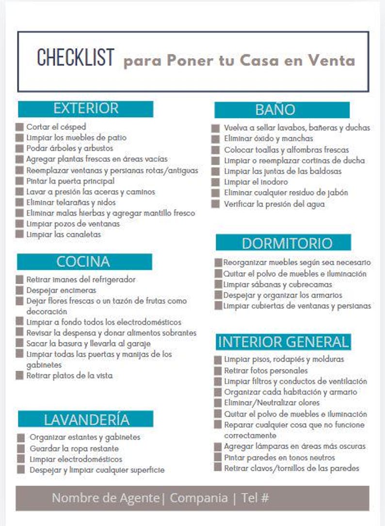 Editable Spanish Home Seller Checklist | Canva Template | Clickable ...