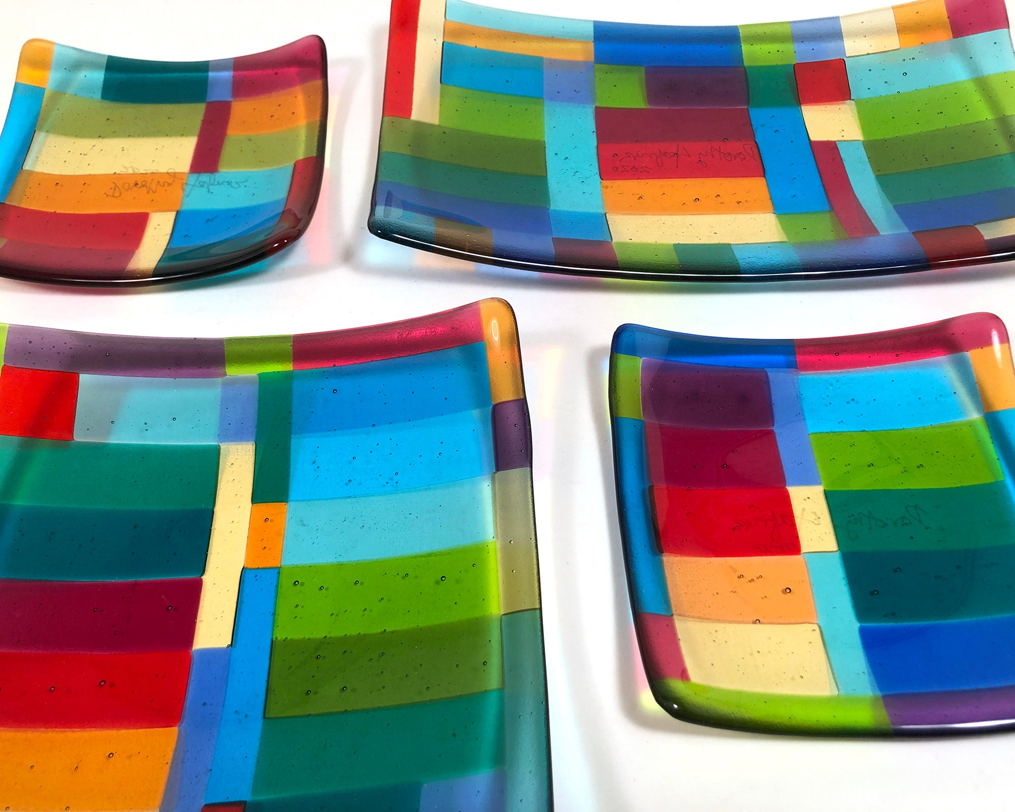 Dorothy Hafner Art Glass Platter 12 X 12 color Play - Etsy UK