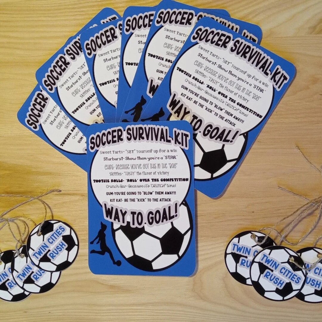 Personalized Soccer Survival Kit Cards and Tag W/strings for - Etsy