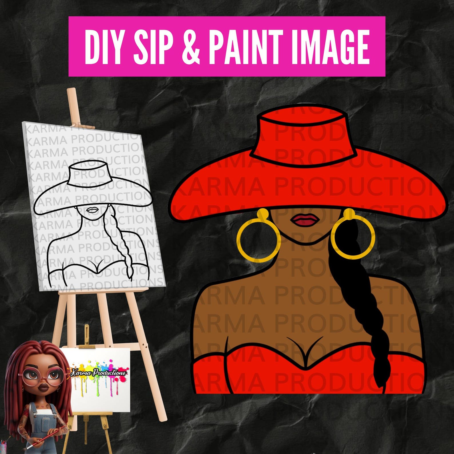 Pre-drawn Canvas Outline | Sip and Paint Party (PNG) - Etsy