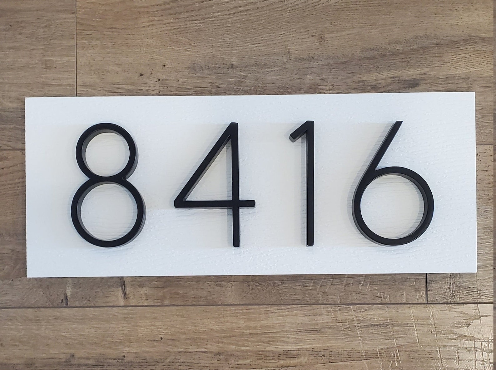 Modern House Number Sign: Black Metal Numbers on White Plaque - Etsy