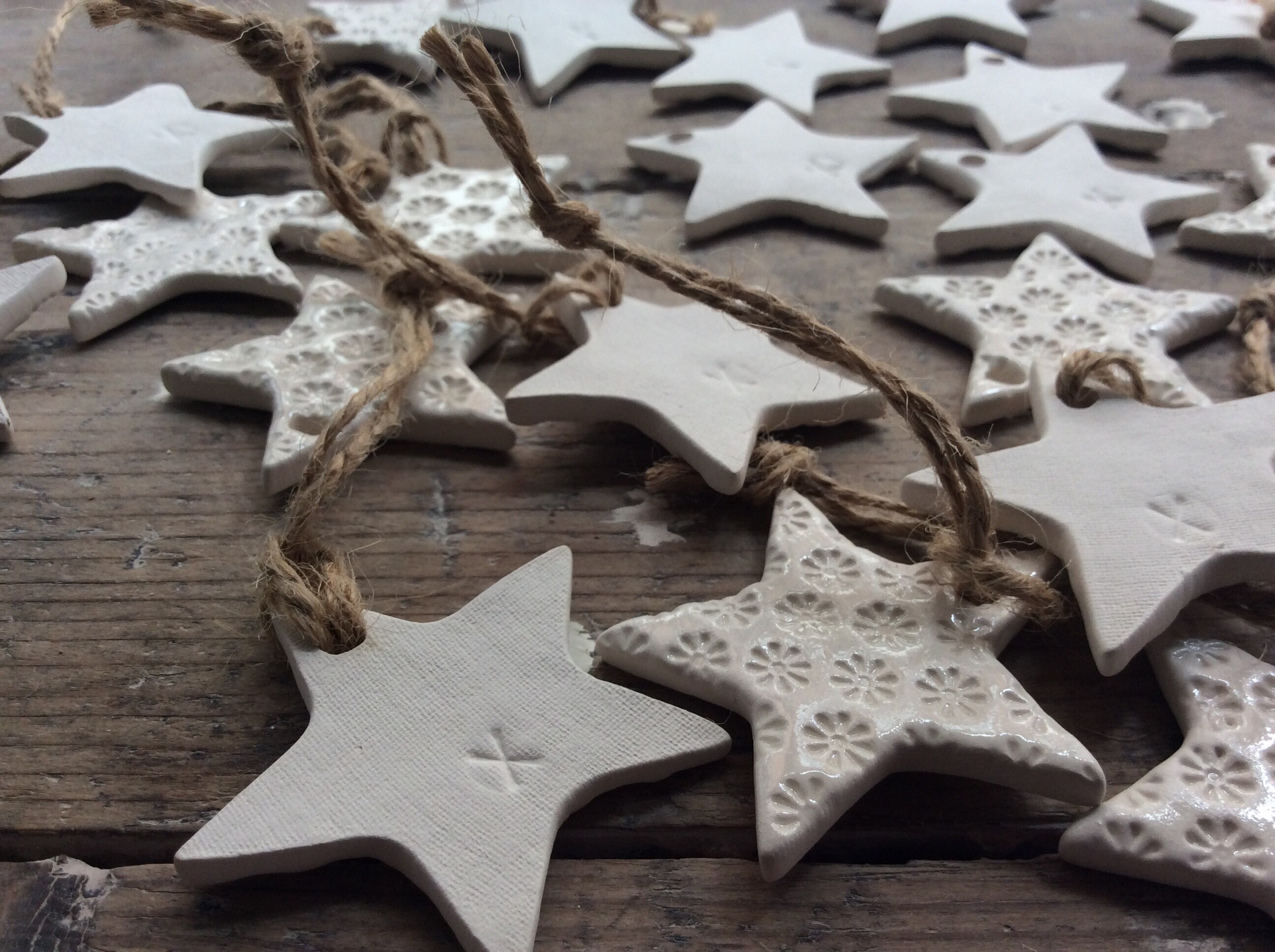 Handmade Ceramic White Star Ornament With Daisy Design. - Etsy UK