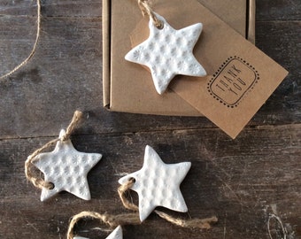 Handmade Ceramic White Star Ornament. Christmas Gift Tags, Decorations ...