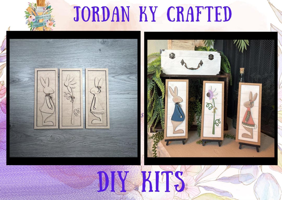 Bunny Couple Vertical Shiplap Trio Signs DIY Craft, - Etsy