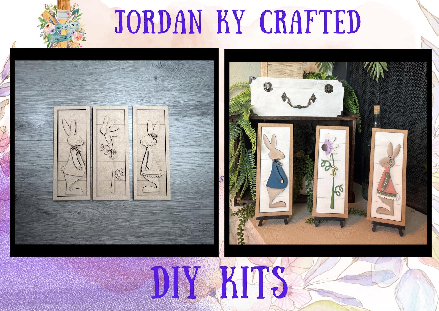 Vertical Shiplap Trio Signs Bunny Couple DIY Craft, Easter - Etsy