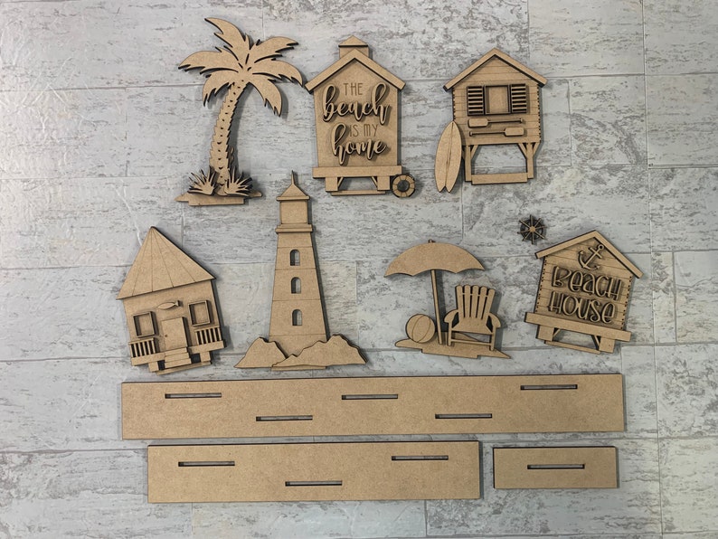 Beach Houses DIY Centerpiece, Oceanfront Craft Kit, Lighthouse Shelf ...