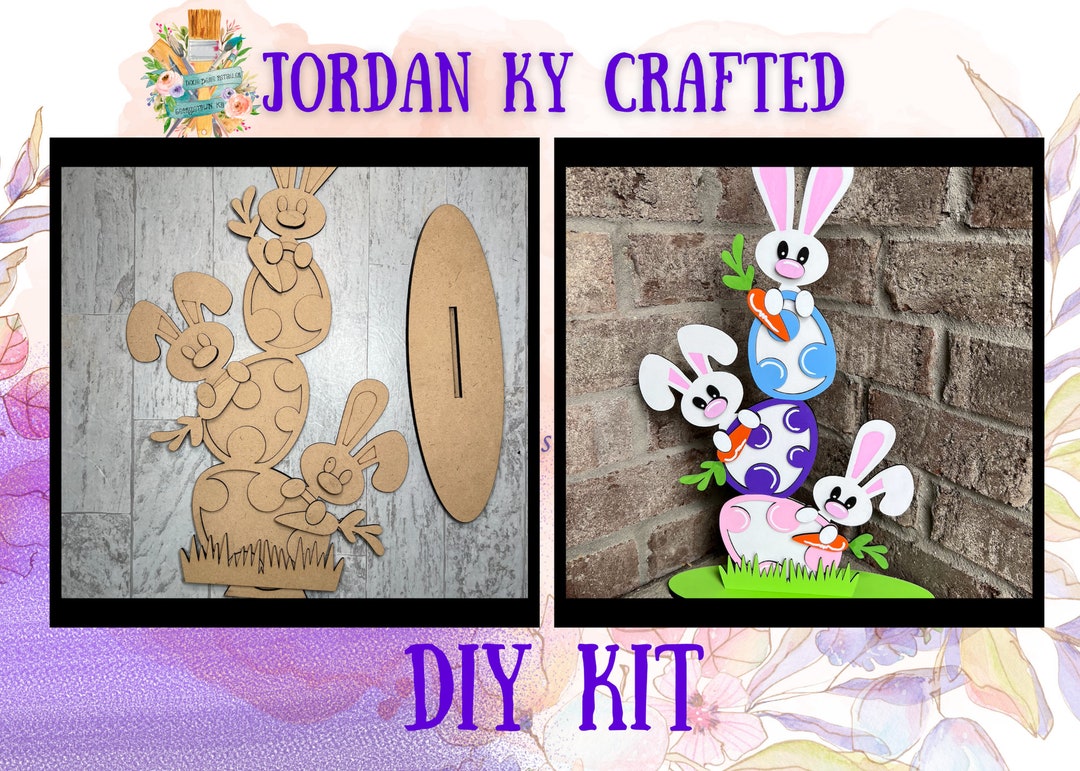 Hide and Seek Stack of Trio Bunnies, Stacked Bunny Trio, Bunnies, Bunny ...