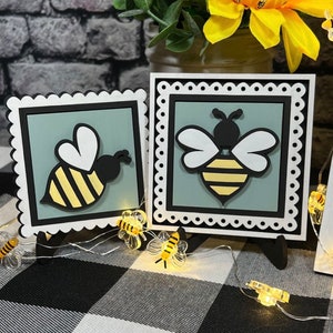 Mini Bee Tiles, Honey Bee Inserts, Leaning Ladder Mini Tiles, Bee Happy ...