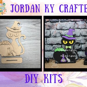 Black Cat DIY Shelf Sitter, Halloween DIY Decor, Cat Painting Craft ...