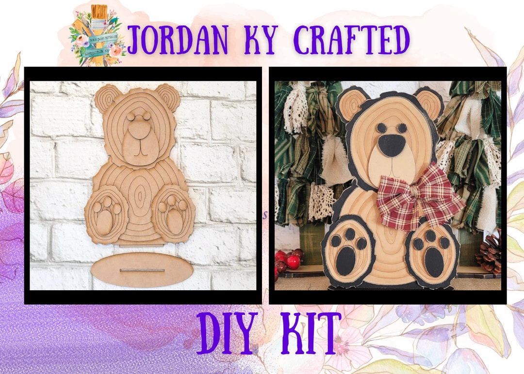 Woodslice Bear Bear Shelf Sitter Wood Slice Bear DIY Bear Kit Bear Decor DIY Bear Sitter Woodland Bear Etsy Canada