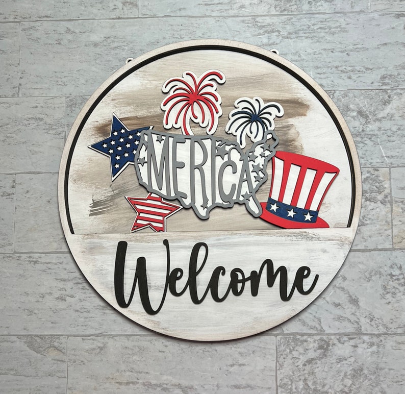July 4th Sign Insert Farmhouse Hanging Sign America Insert - Etsy