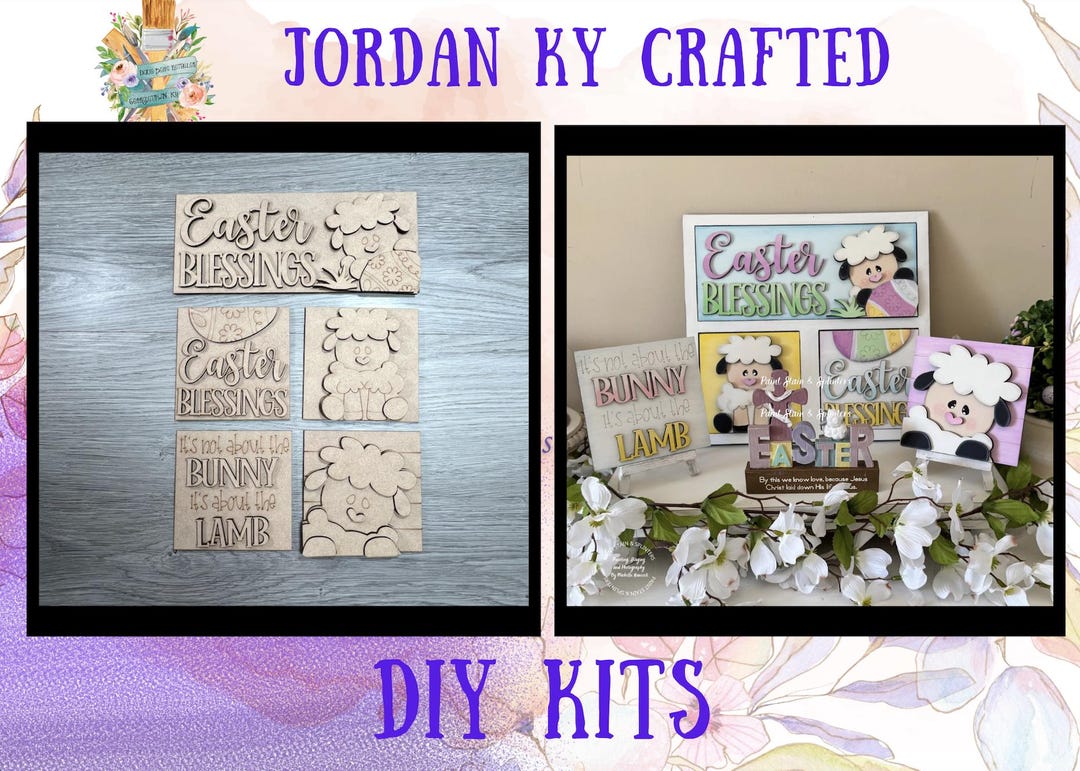 Lamb Easter Blessings DIY Tiles, Sheep Tiles, Leaning Ladder ...