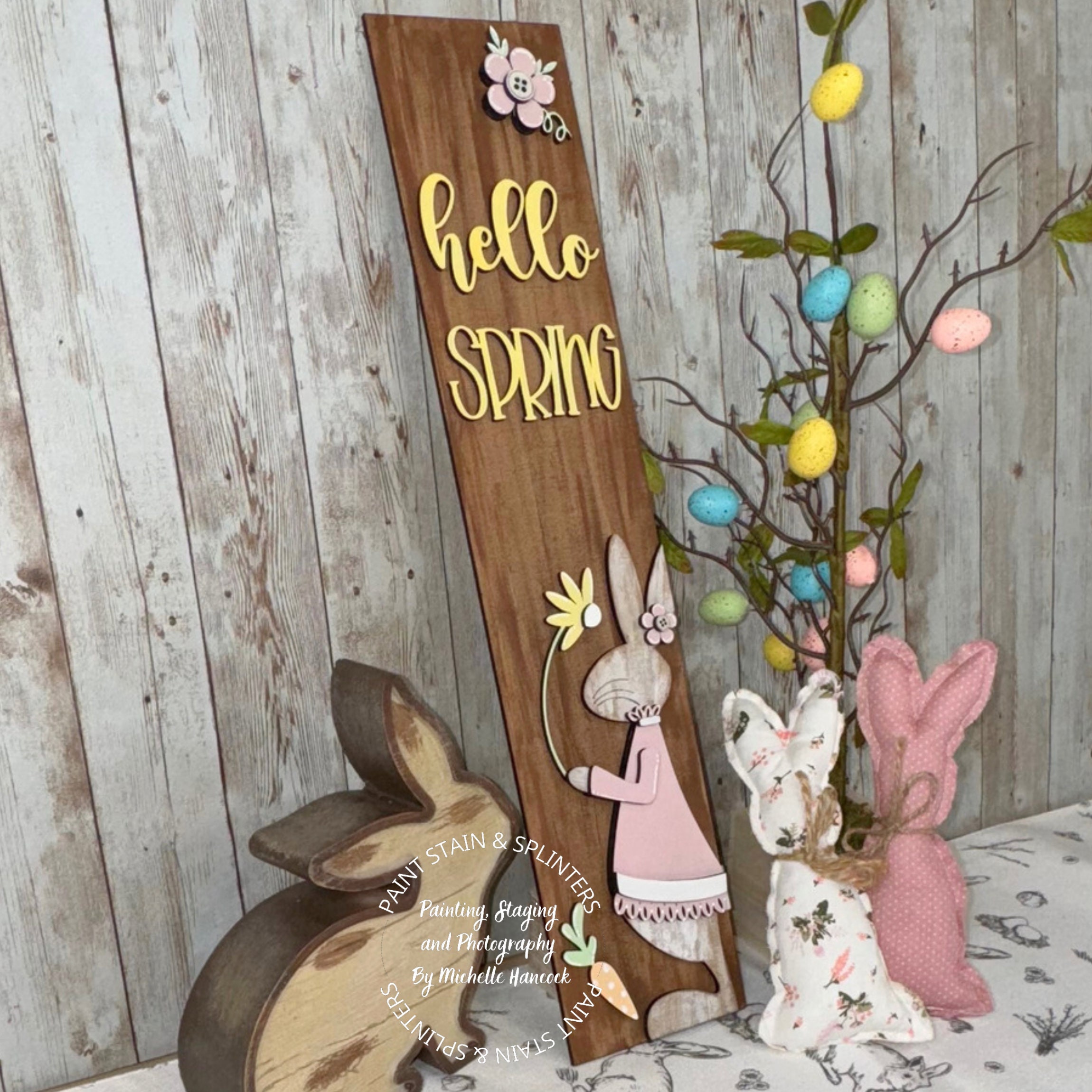 Bunny Couple Girl DIY Porch Leaner, Spring Porch Leaner, - Etsy