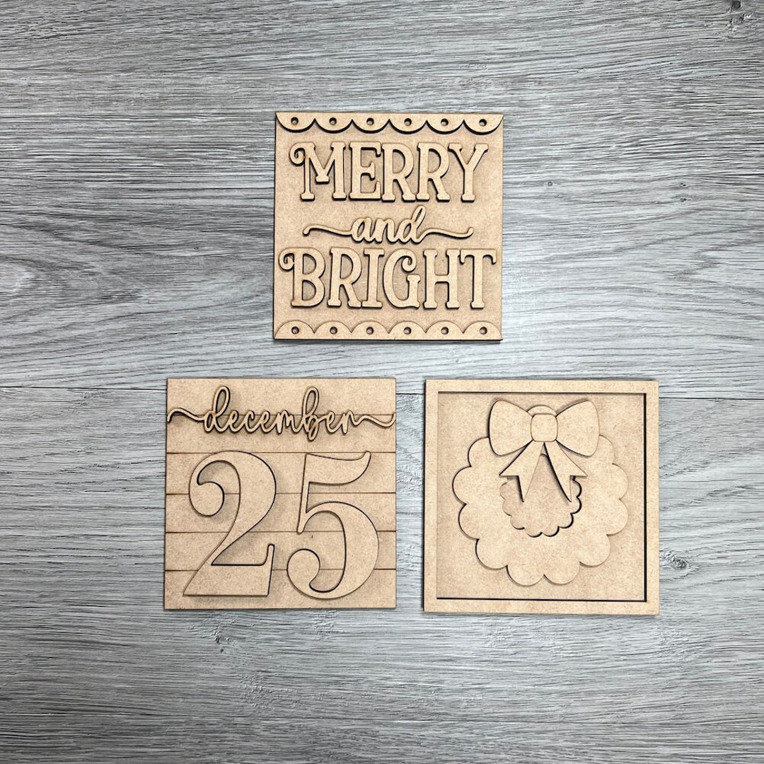 Merry and Bright DIY Ladder Tiles, Christmas Ladder Tiles, December 25 ...