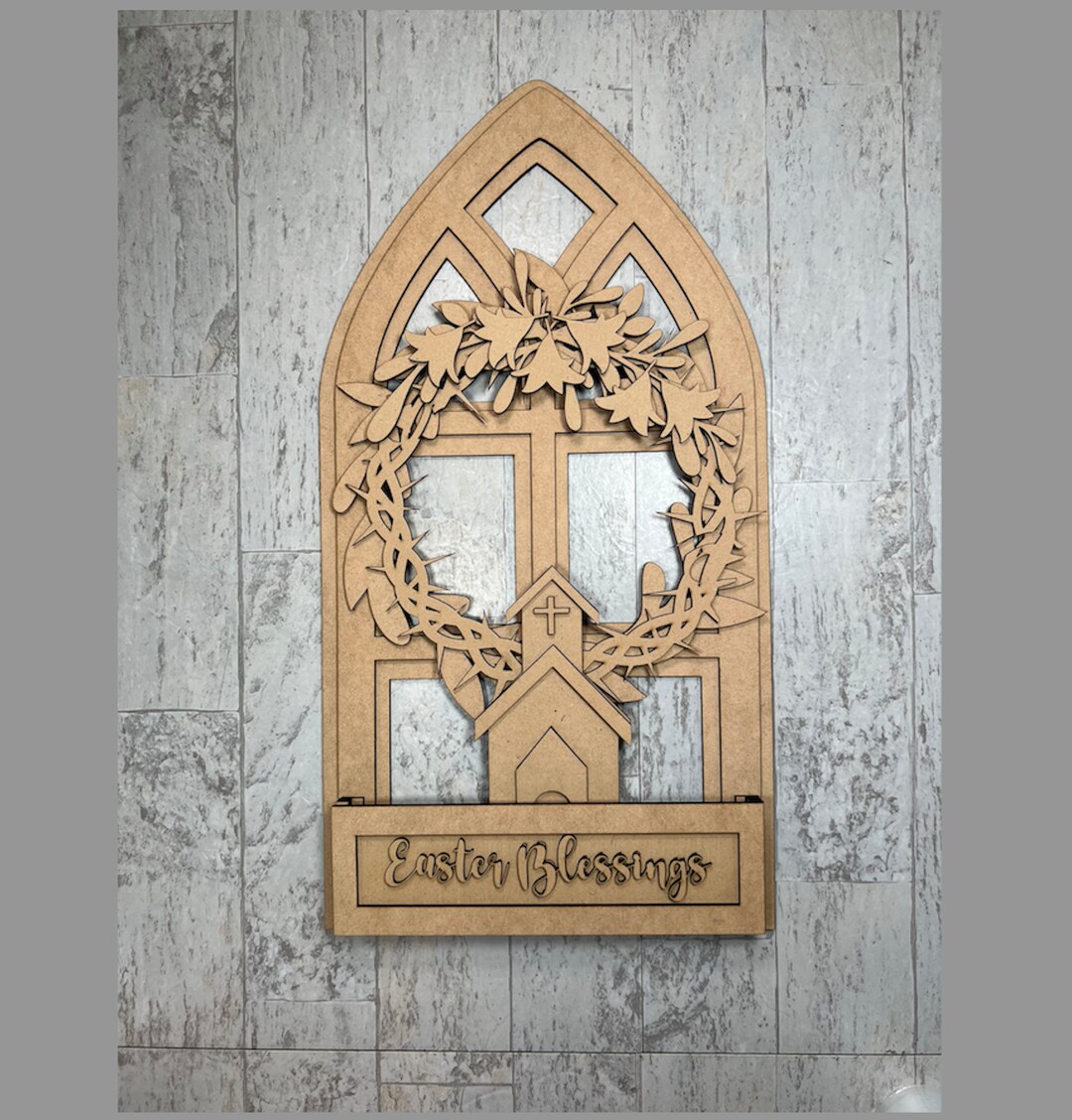 Easter Church Insert, Vintage Window, Interchangeable Window Set ...