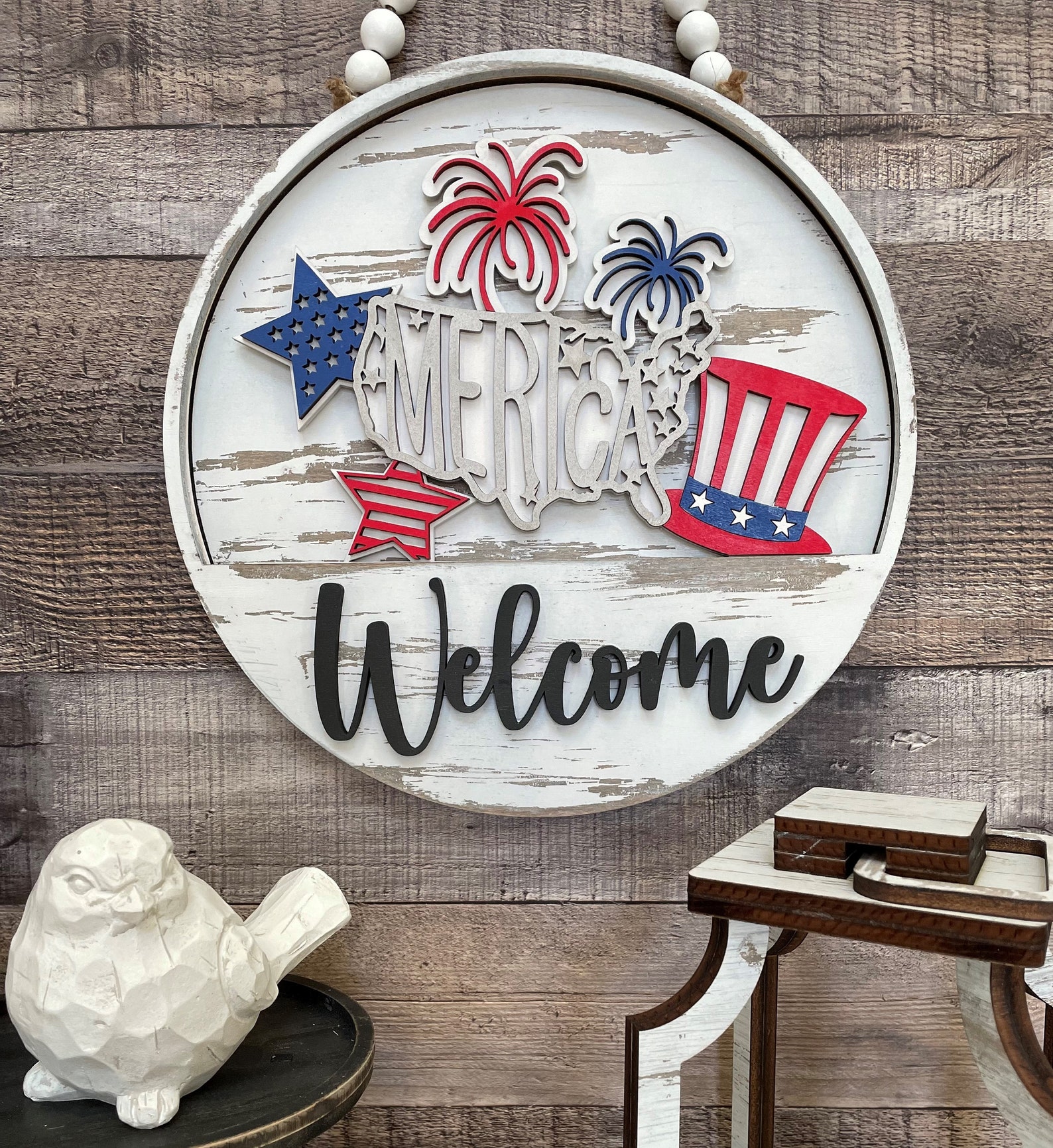 July 4th Sign Insert Farmhouse Hanging Sign America Insert - Etsy