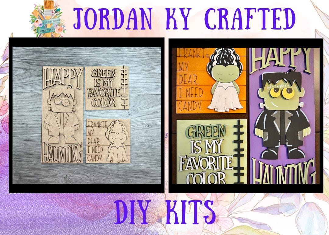 Frankenstein and Bride DIY Ladder Tiles, Halloween Ladder Inserts ...