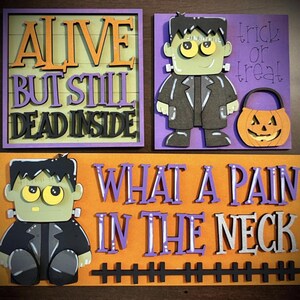 Frankenstein DIY Ladder Tiles, Halloween Ladder Inserts, Halloween ...