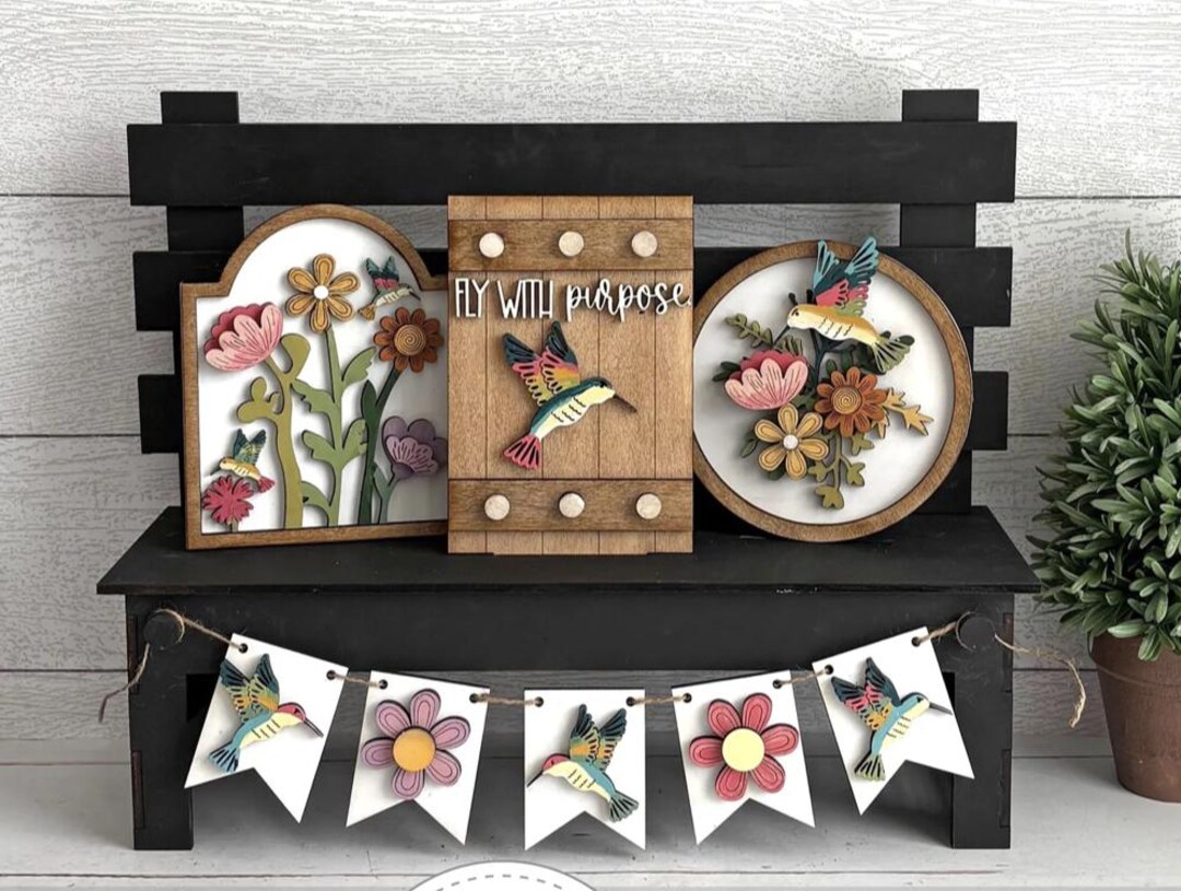 Park Bench Hummingbird DIY Insert, - Etsy