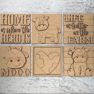 Dairy Cow Ladder Tiles, Holstein Cows DIY Inserts, Interchangeable ...