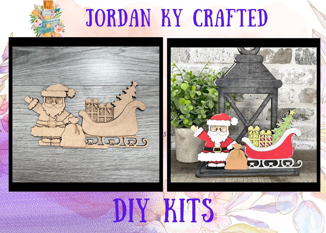 Santa and Sleigh DIY Lantern Insert, Lantern Shelf Sitter ...