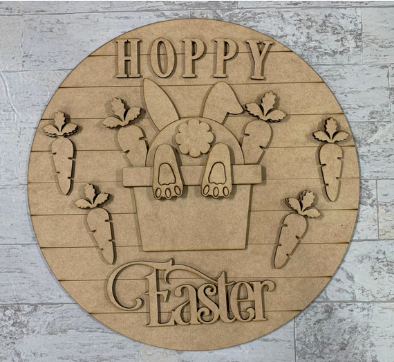 Bunny Basket Hideaway Door Hanger Bunny Hoppy Easter Door - Etsy