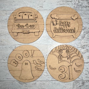 6, Boo Crew Signs, Round Halloween Signs, October 31 Sign, Ghost Sign ...