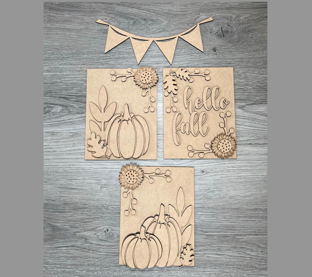 Fall DIY Tall Ladder Tiles, Fall Wall Ladder, DIY Pumpkin Framed ...