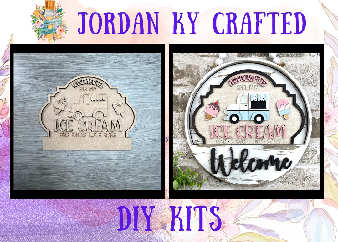 Ice Cream DIY Insert, Summer Sign, Welcome Sign, Easy Painting Craft ...