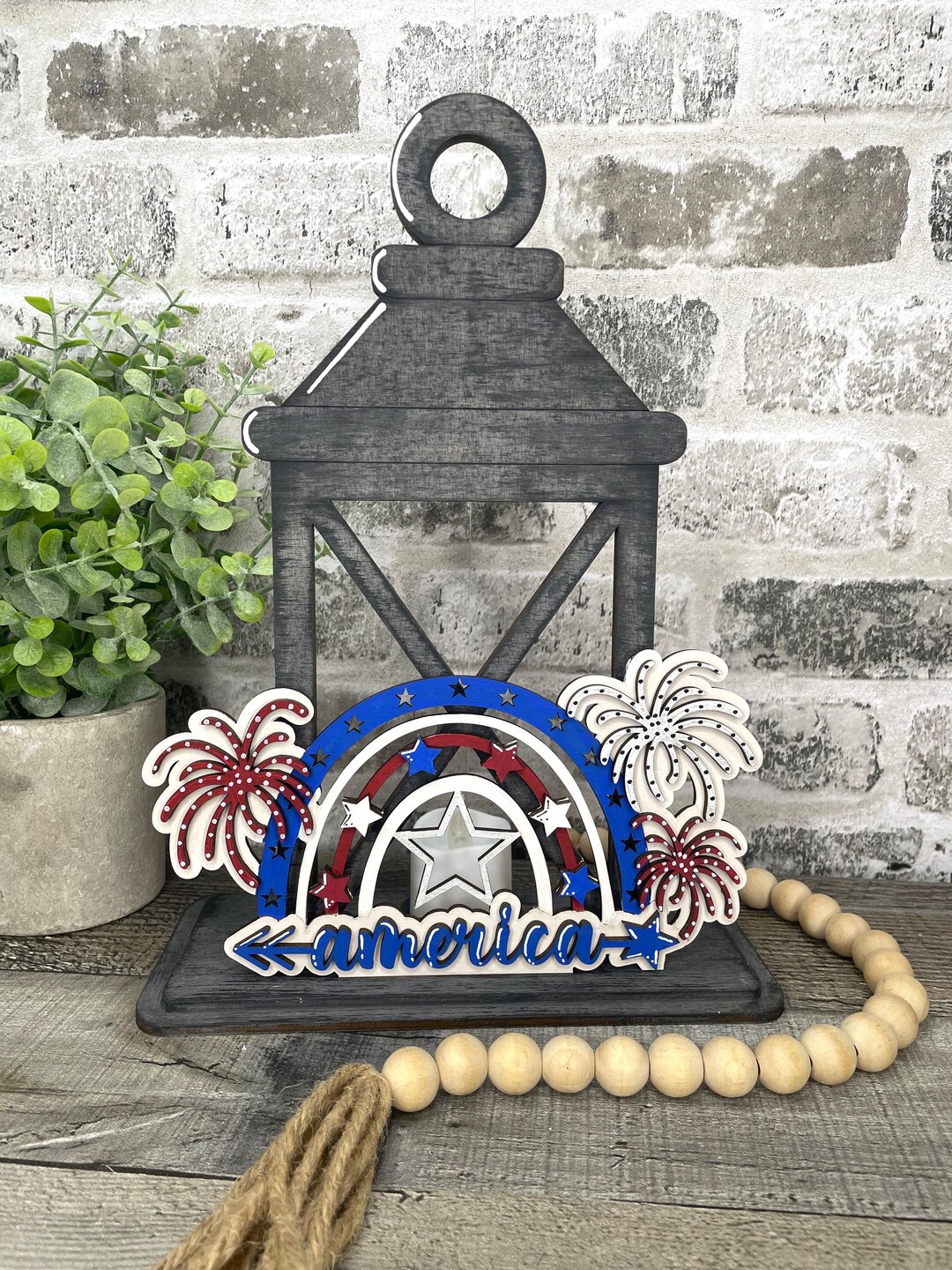 America July 4th DIY Lantern Insert, Lantern Shelf Sitter ...