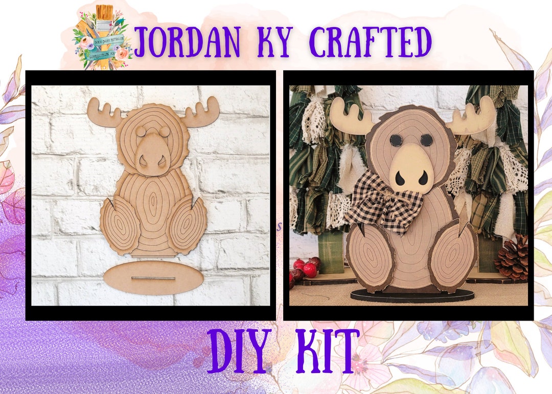 Woodslice Moose, Woodland Moose Shelf Sitter, Wood Slice Moose, DIY ...