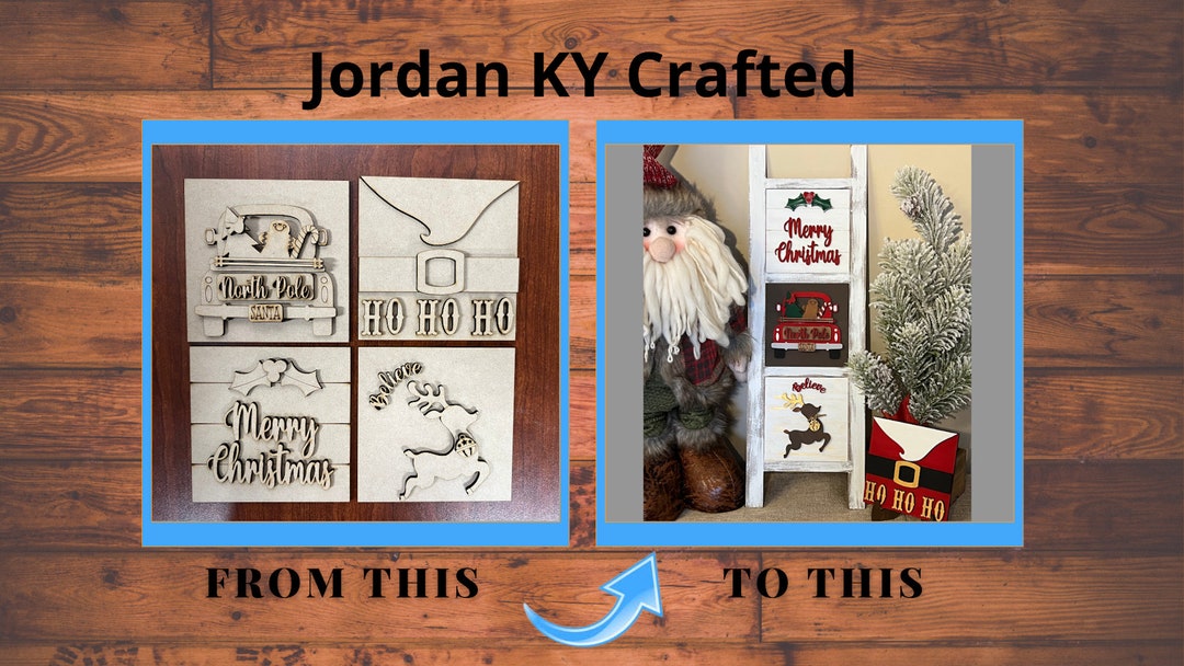 Santa Ladder Tiles, Christmas Inserts, Santa Tiles, Leaning Ladder ...