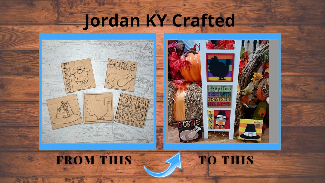 Pilgrim Gnome DIY Tiles Turkey Ladder Tiles DIY Thanksgiving - Etsy