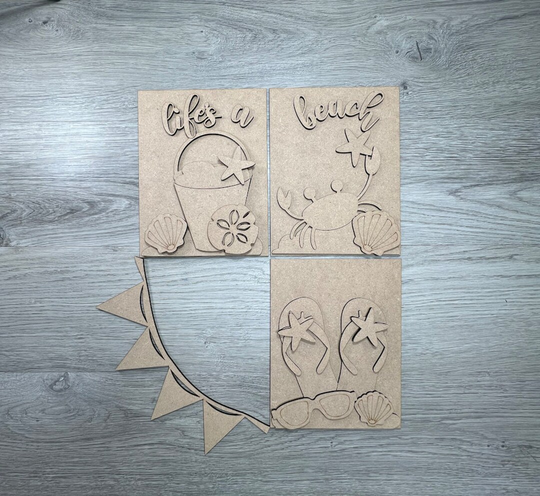 Life's A Beach DIY Tall Ladder Tile, Summer Wall Ladder, Framed Picture ...