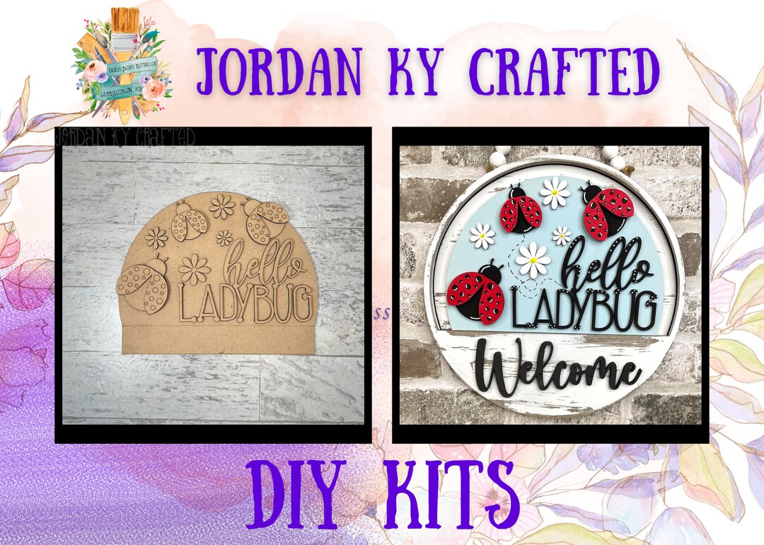 FMHS Hello Ladybug Welcome Sign, Farmhouse Hanging Sign, Ladybug Insert ...