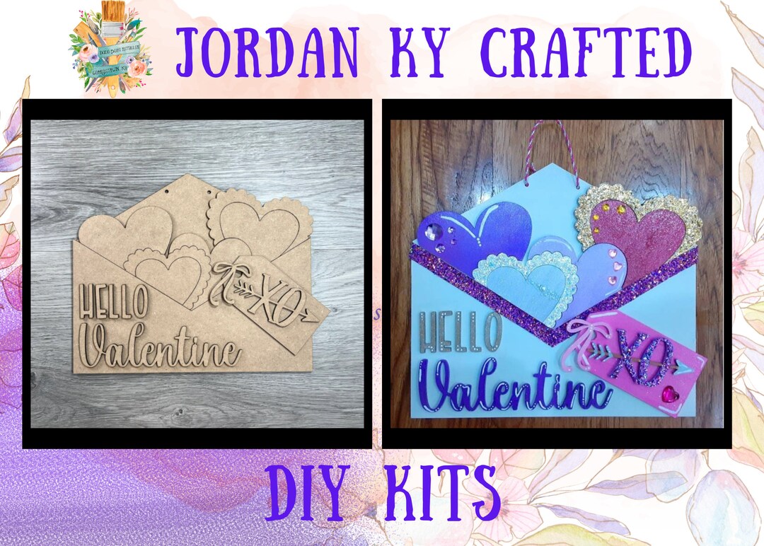 Hello Valentine DIY Door Hanger, Love Letter DIY Door Hanger, Valentine ...