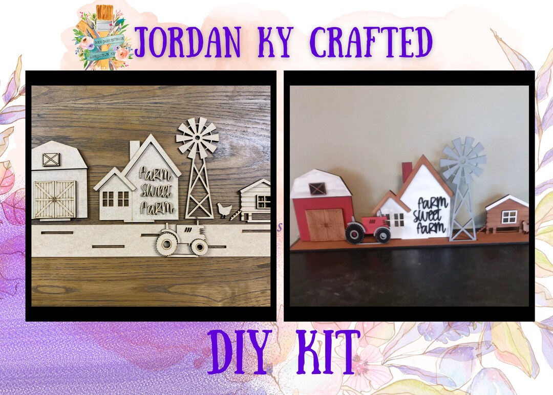 Farm and Farmhouse DIY Centerpiece, Farm Craft Kit, Row Houses - Etsy
