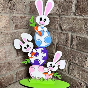 Hide and Seek Stack of Trio Bunnies, Stacked Bunny Trio, Bunnies, Bunny ...
