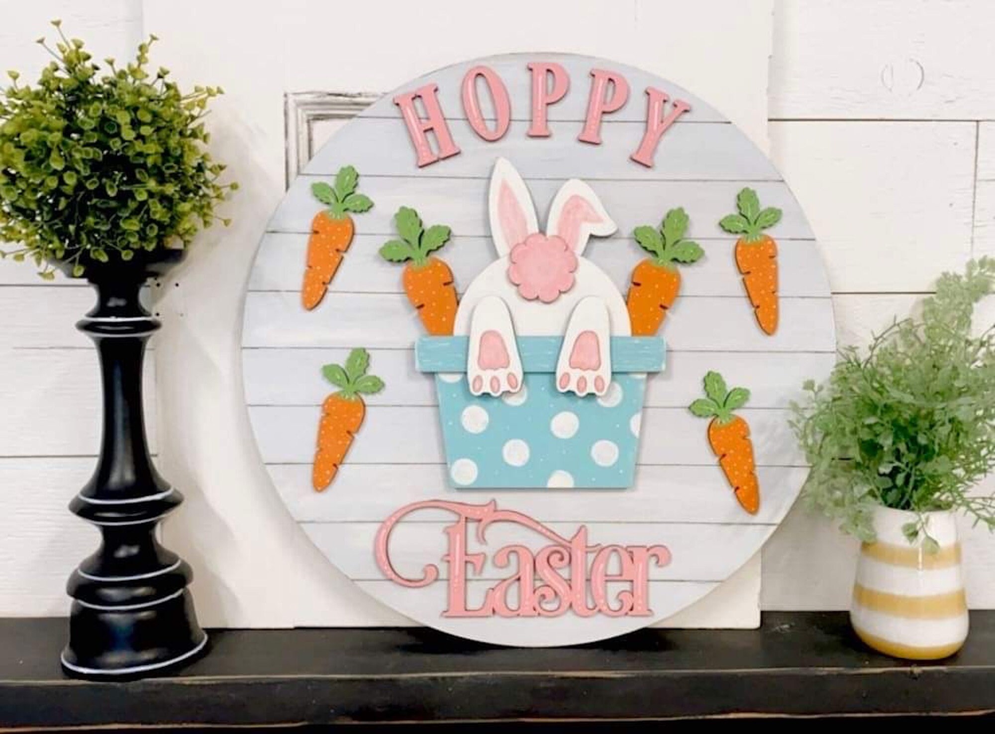 Bunny Basket Hideaway Door Hanger Bunny Hoppy Easter Door - Etsy