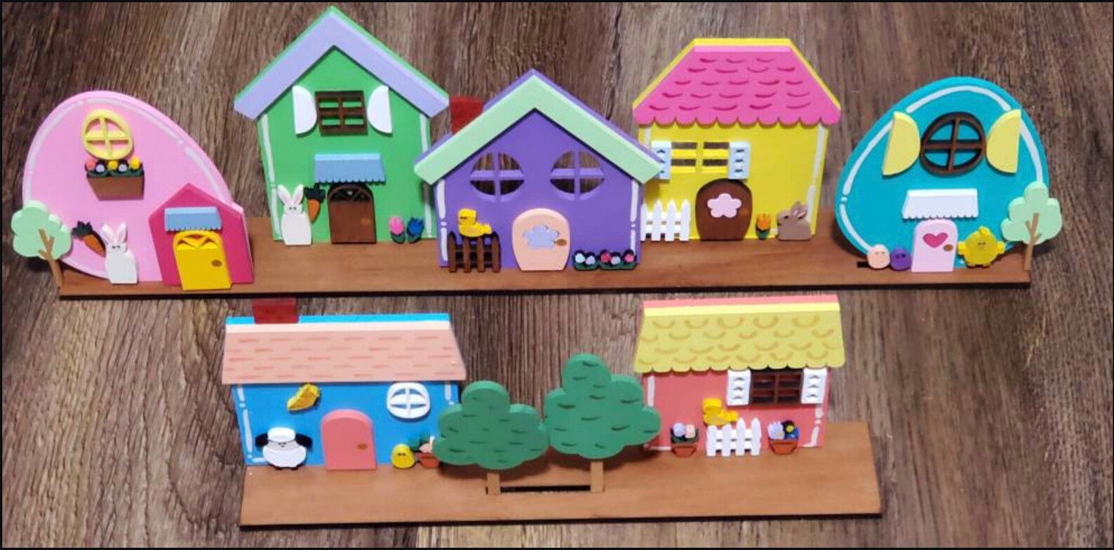 Easter Houses DIY Centerpiece, Easter House Row Craft Kit, Easter House ...