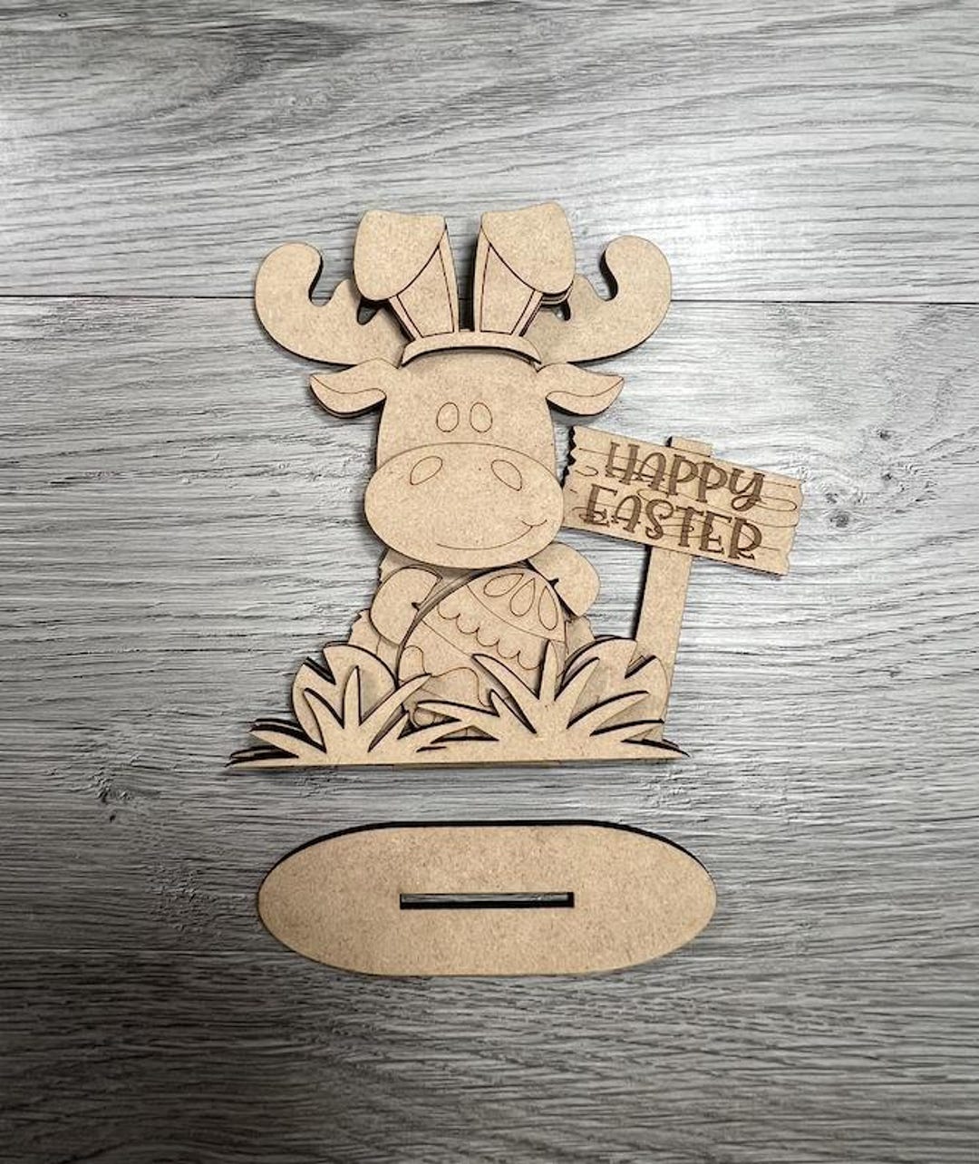 Moose With Happy Easter Sign DIY Shelf Sitter, Easter Craft - Etsy