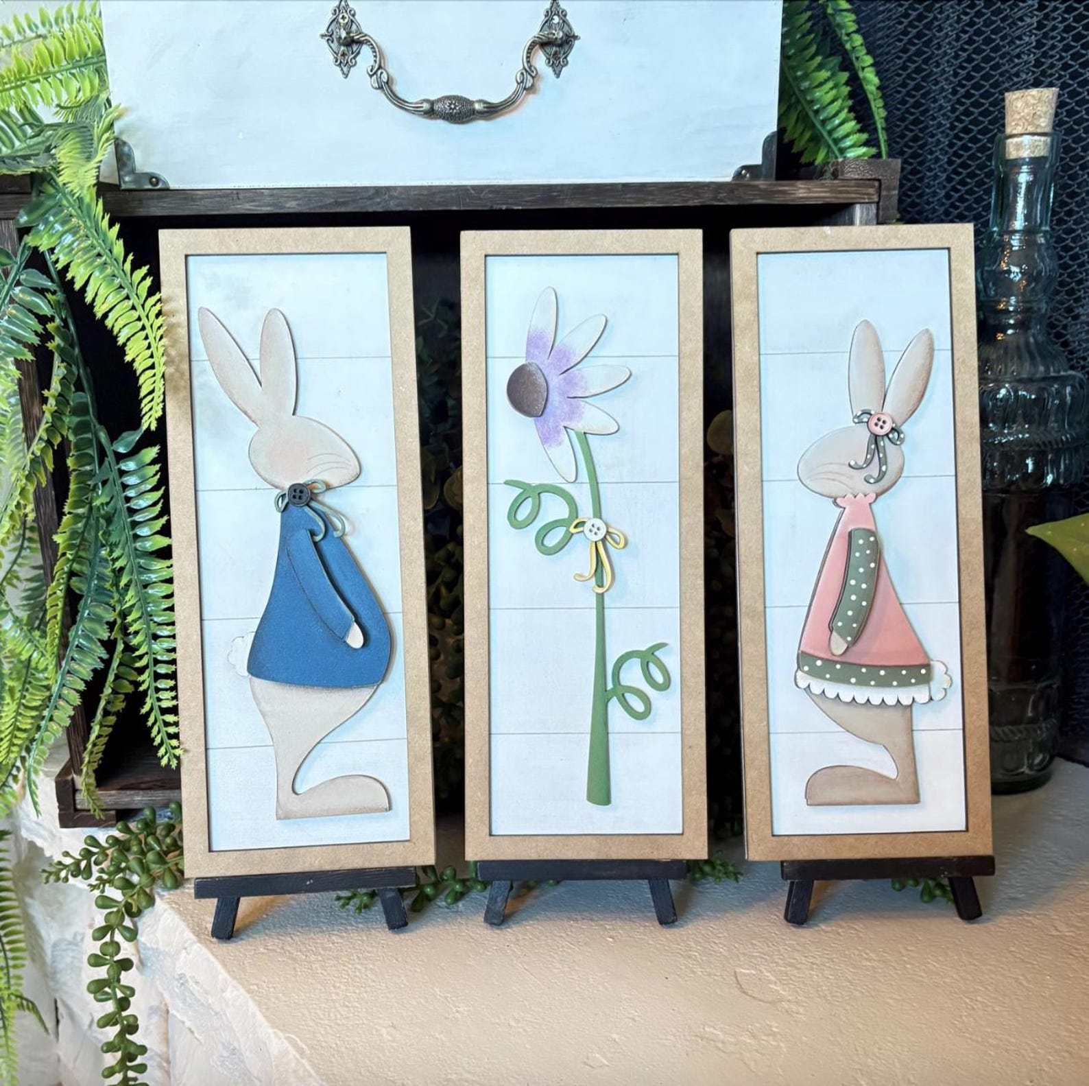 Vertical Shiplap Trio Signs Bunny Couple DIY Craft, Easter - Etsy