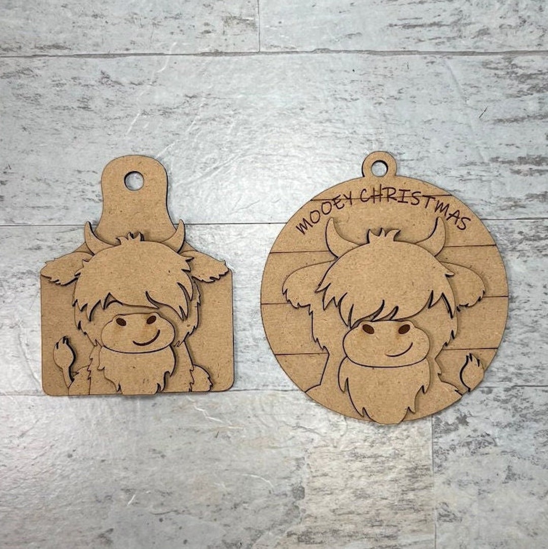 Highland Cow DIY Ornaments, Mooey Christmas Ornament, Highland Cow ...