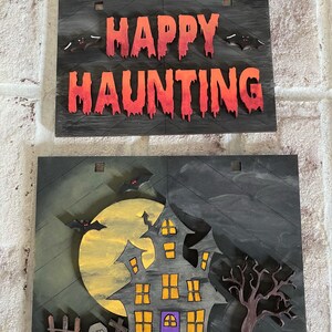 Happy Haunting Signs, Easel Halloween Signs, Interchangeable Sign, DIY ...