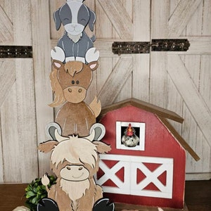 Farm Animals DIY Stacking Shelf Sitters, Highland Cow Shelf Sitter ...