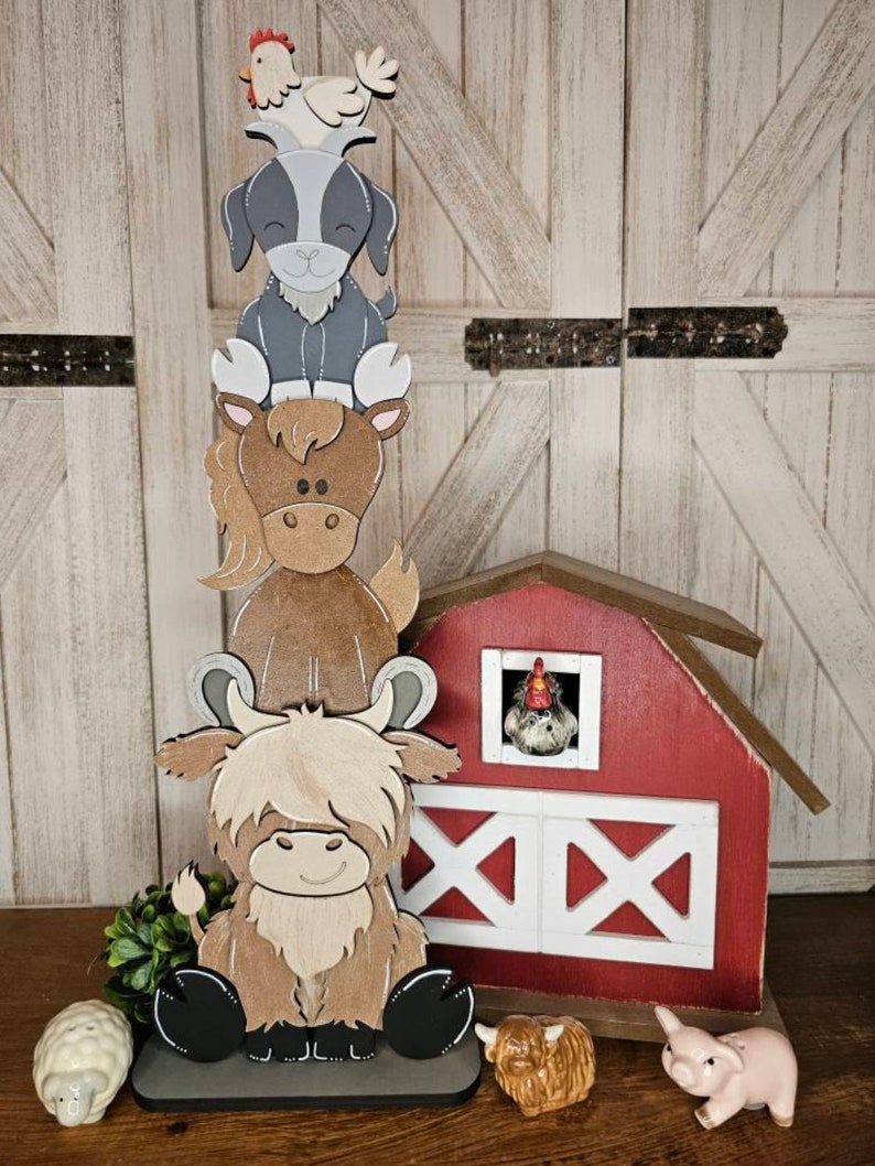 Farm Animals DIY Stacking Shelf Sitters, Highland Cow Shelf Sitter ...