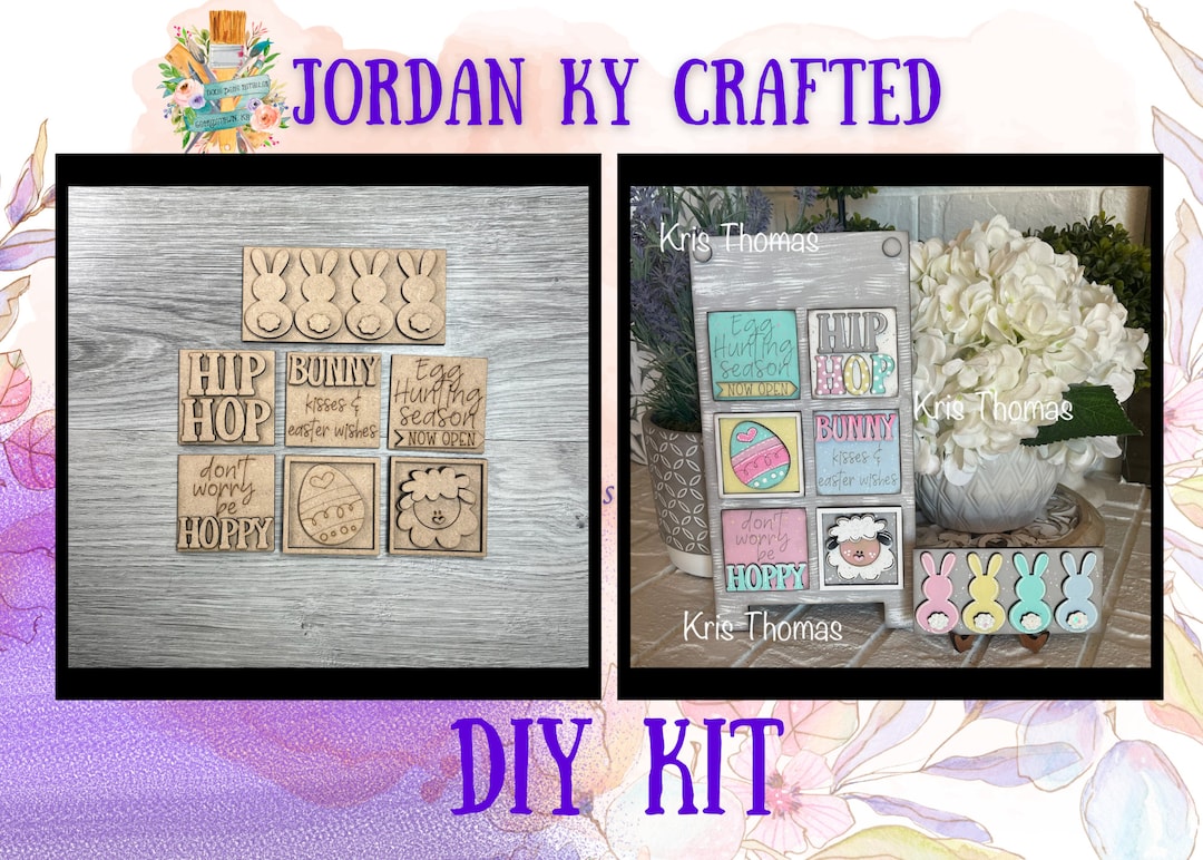 Mini Easter Bunny Hop DIY Tiles, Tiny Easter Inserts, Leaning Ladder ...