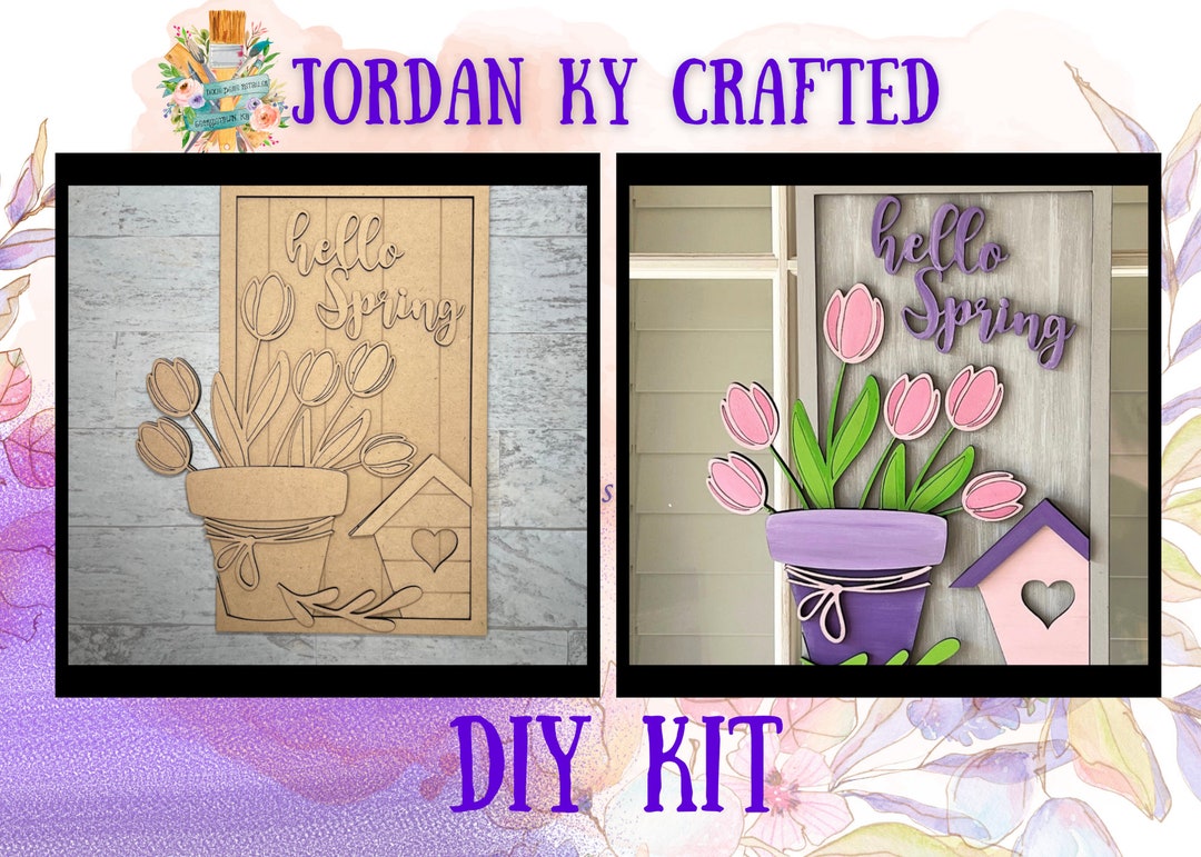 Spring Sign, Moms Make Life Beautiful, Tulip DIY Sign, Unpainted Flower ...