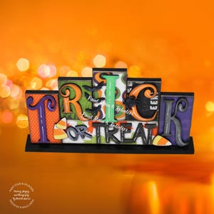 Trick or Treat DIY Word Block, Halloween Word Block, - Etsy